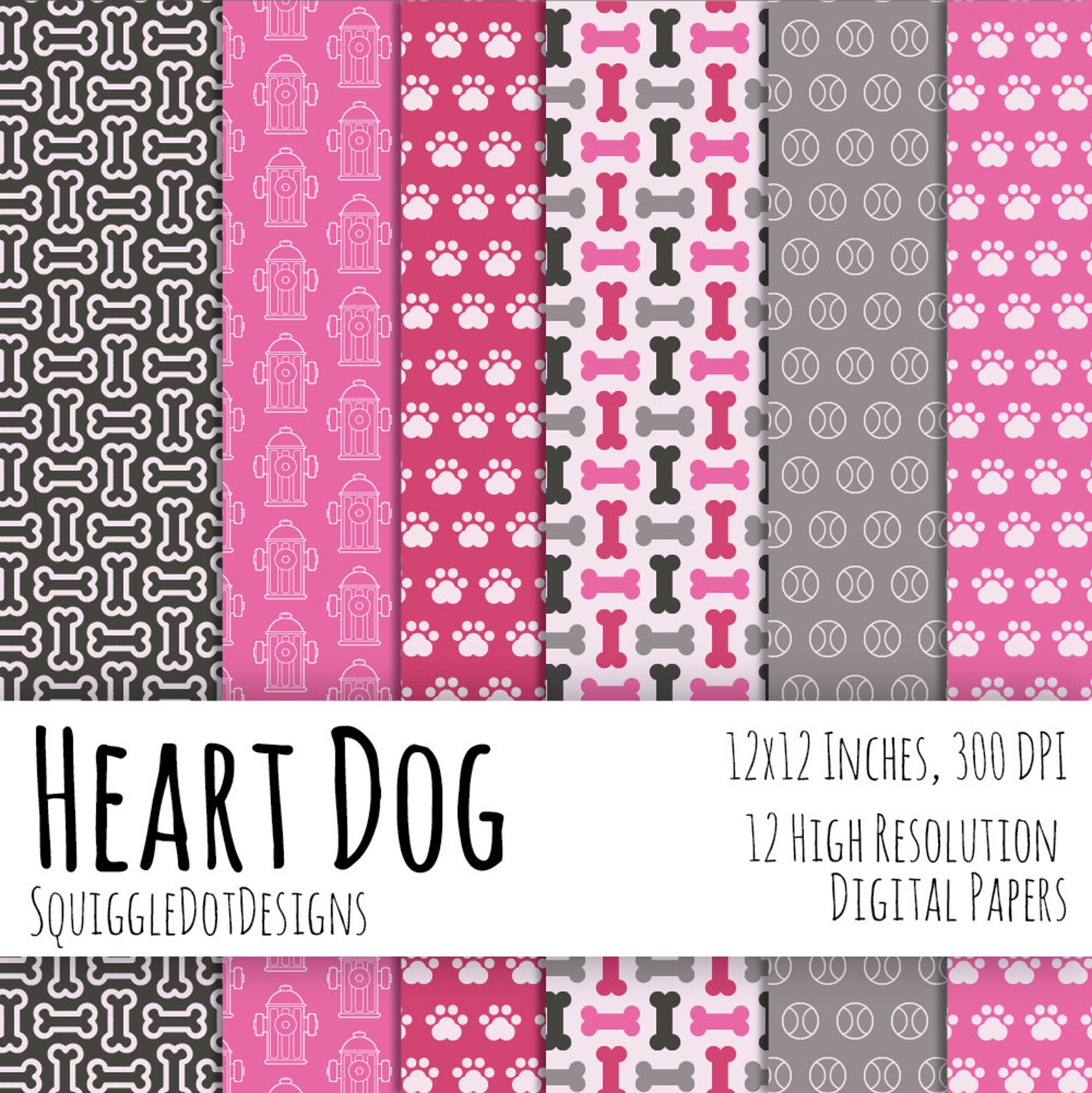 Dog Themed Digital Printable Paper for Cards, Crafts, Art and ...