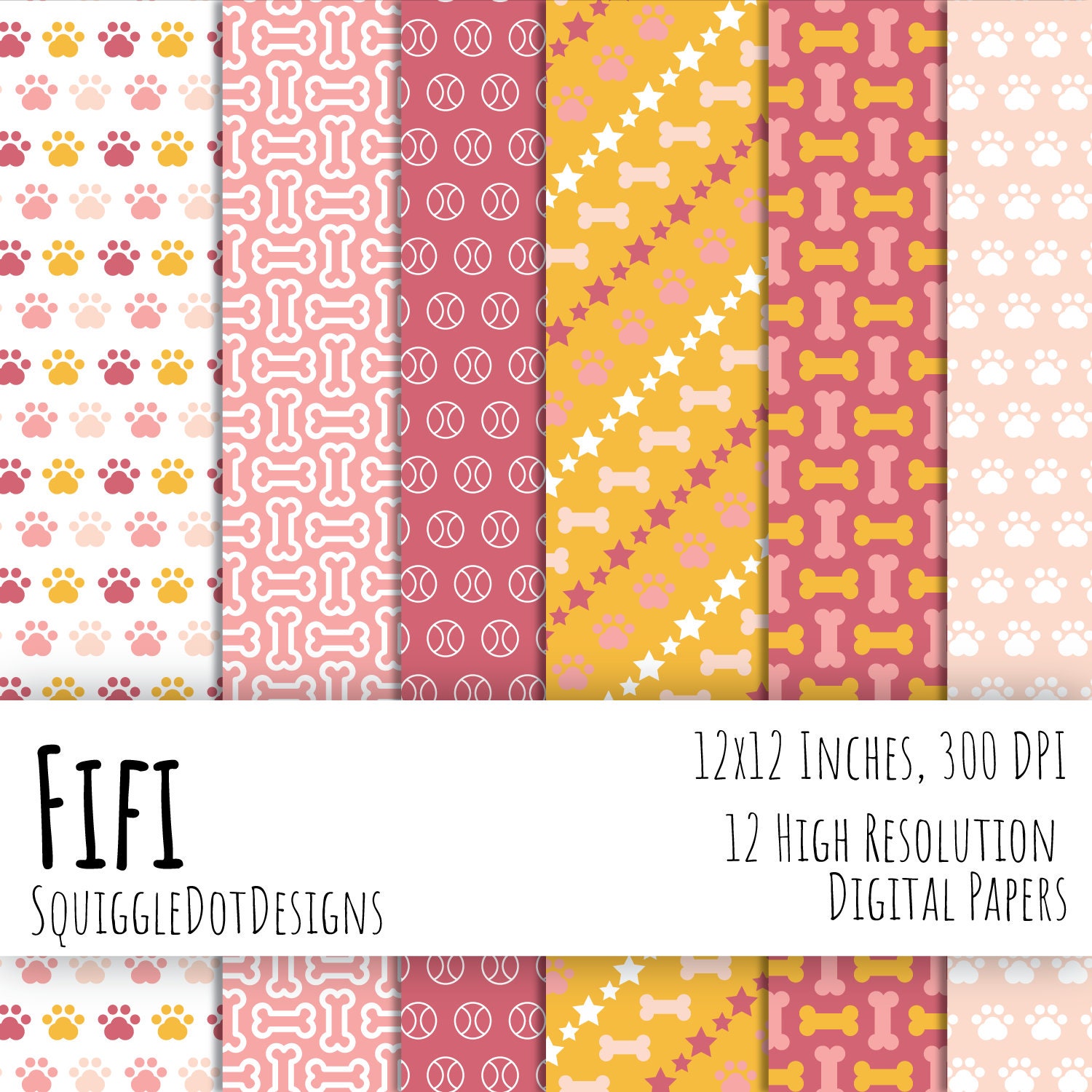 Dog Themed Digital Printable Paper for Cards, Crafts, Art and ...