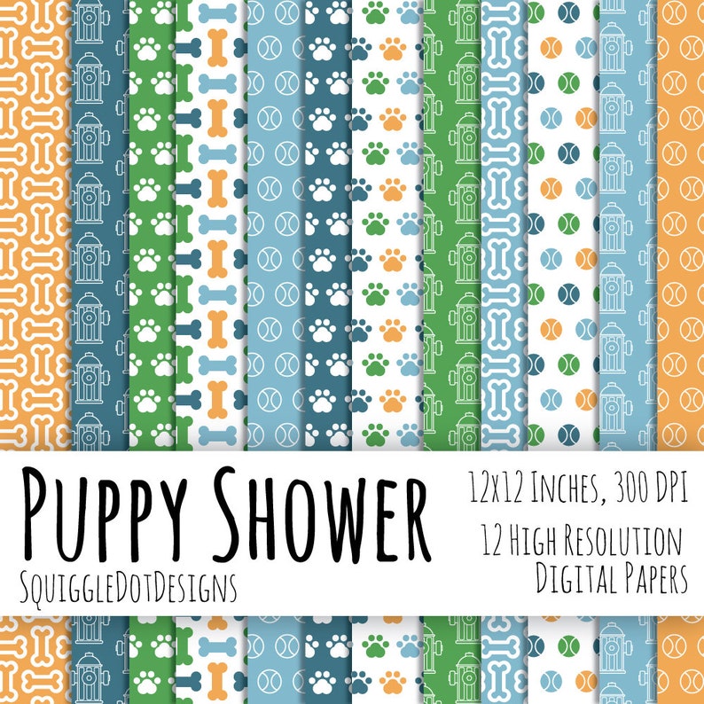 Dog Themed Digital Printable Paper for Cards, Crafts, Art and ...