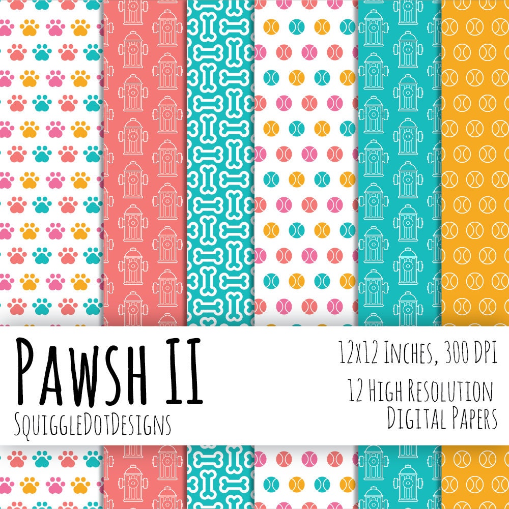 Dog Themed Digital Printable Paper for Cards, Crafts, Art and ...