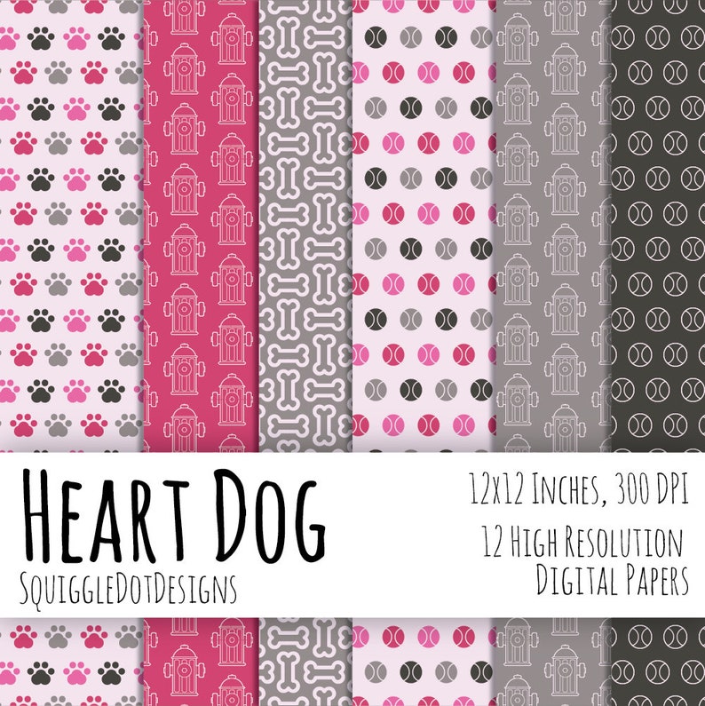 Dog Themed Digital Printable Paper for Cards, Crafts, Art and ...