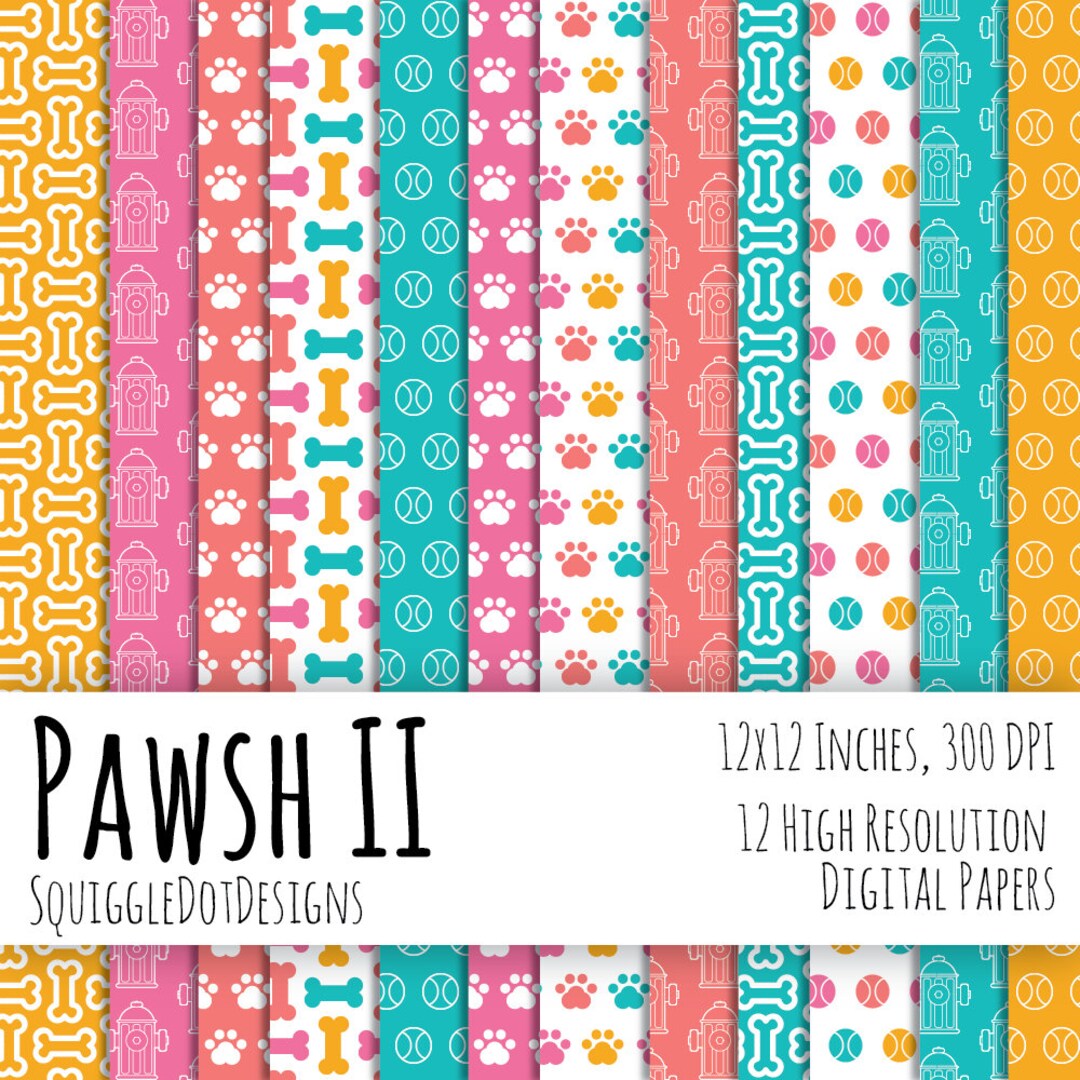 Dog Themed Digital Printable Paper for Cards, Crafts, Art and ...