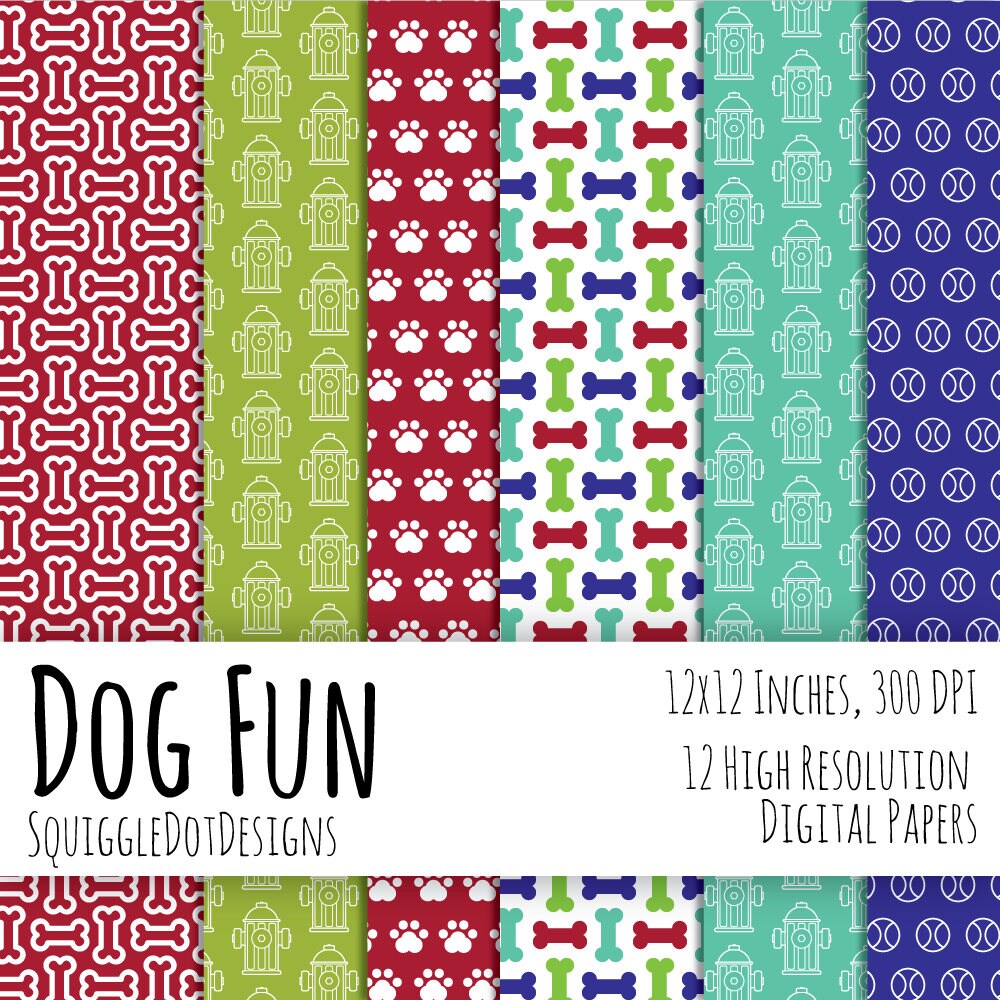 Dog Themed Digital Printable Paper for Cards, Crafts, Art and ...