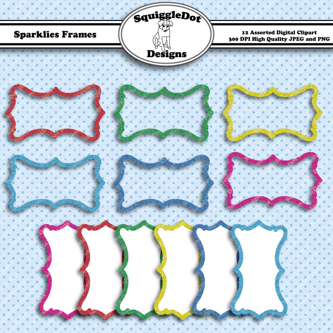 Printable Frame Glitter Clip Art Digital Embellishments for - Etsy