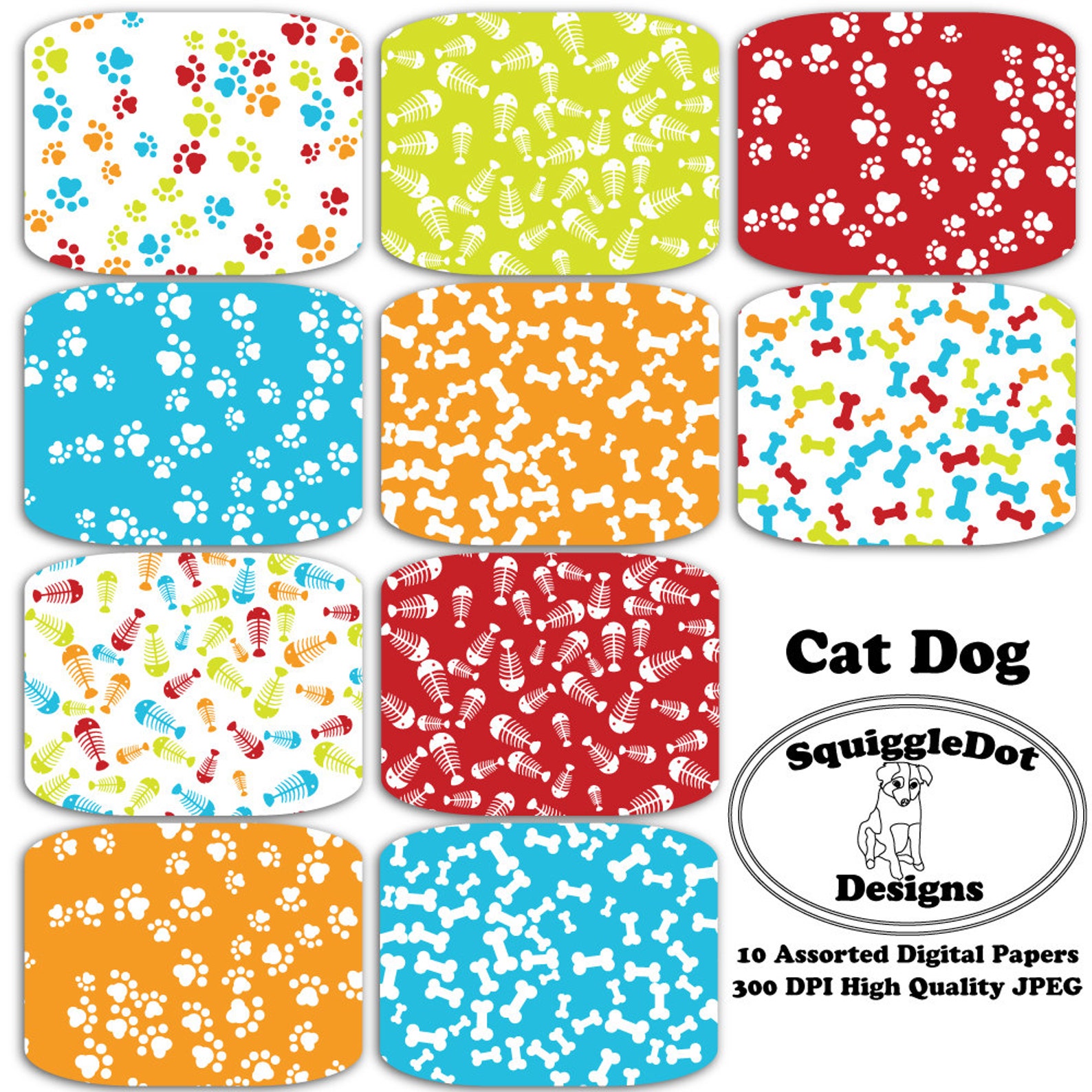 Digital Paper for Cards, Crafts, and Scrapbooking Printable Set of 10 ...