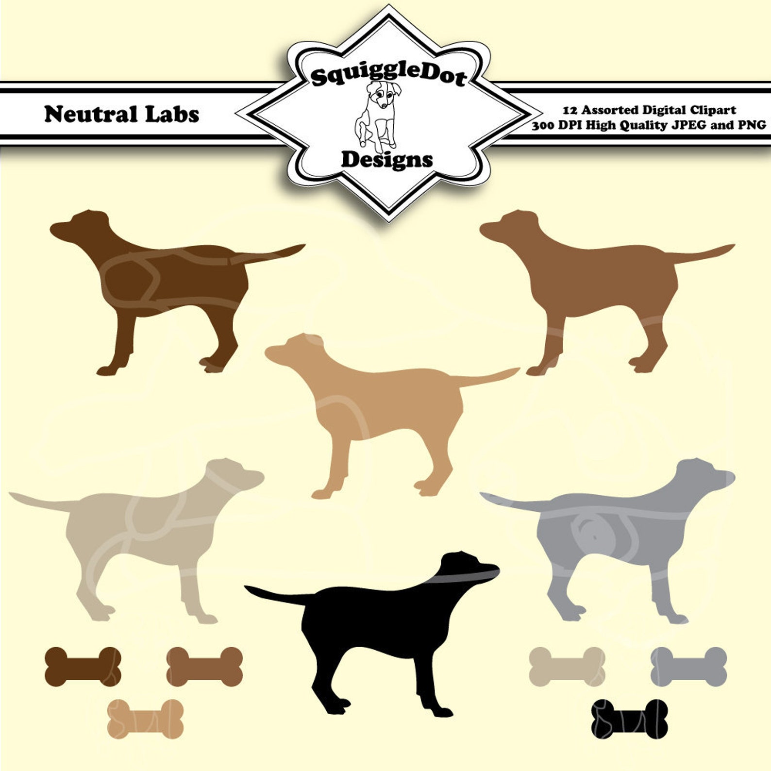 Printable Dog Themed Clip Art for Digital Scrapbooking - Neutral Labs ...