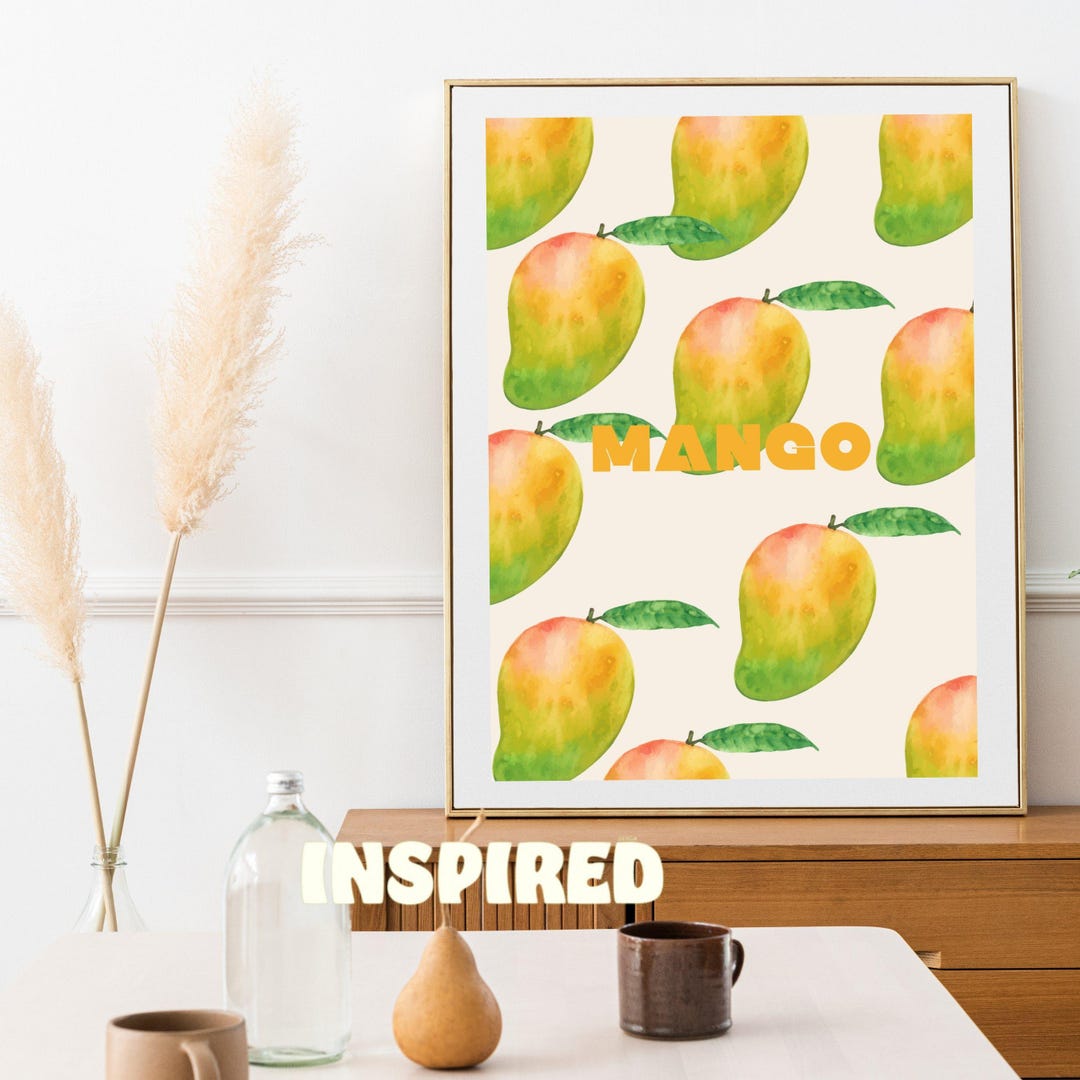 Mango Wall Art, Tropical Kitchen Print, Digital Mango Poster, Printable ...