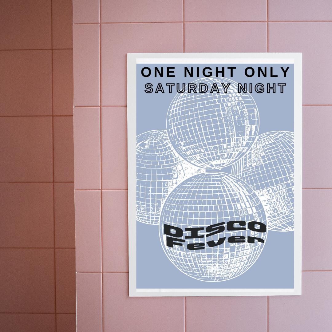 Retro Disco Fever Poster - Vintage Party Wall Art - 70s Dance Night ...