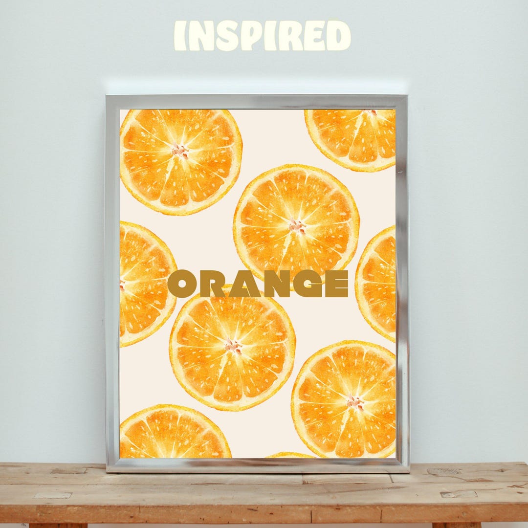 Orange Wall Art, Fruit Digital Print, Citrus Kitchen Decor, Modern Fruit Poster, Instant ...