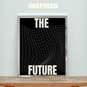 The Future Poster, Minimalist Grid Art, Abstract Download, Black White ...