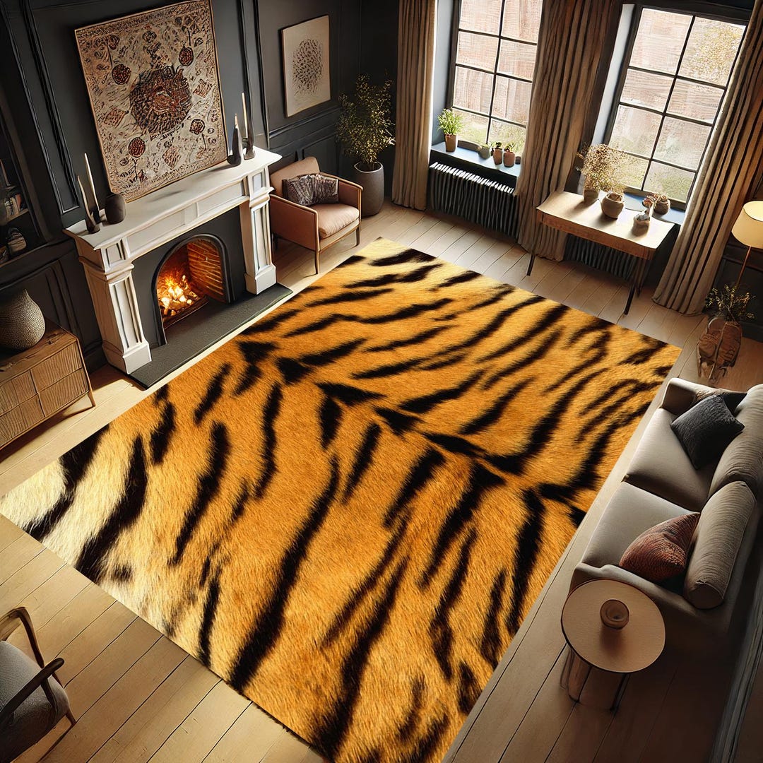 Tiger Skin Rug, Tiger Design Rug, Animal Rug, Animals Design Rug, Tiger ...