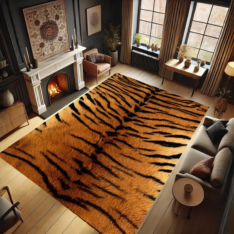 Tiger Skin Rug, Tiger Design Rug, Animal Rug, Animals Design Rug, Tiger ...