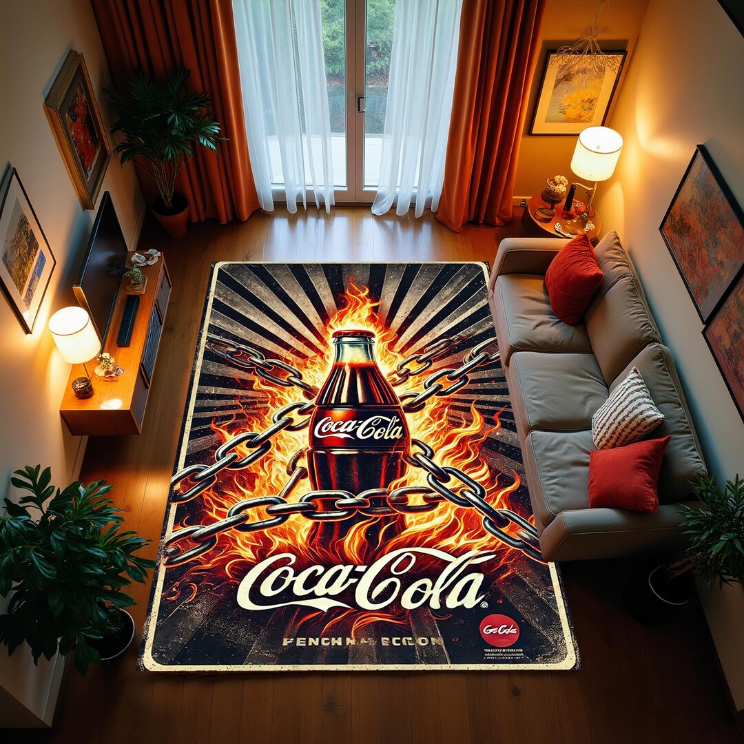 Coca Cola Rug, Cola Rug, Coca Cola Design, Non-slip Rug, Gift, Fire ...