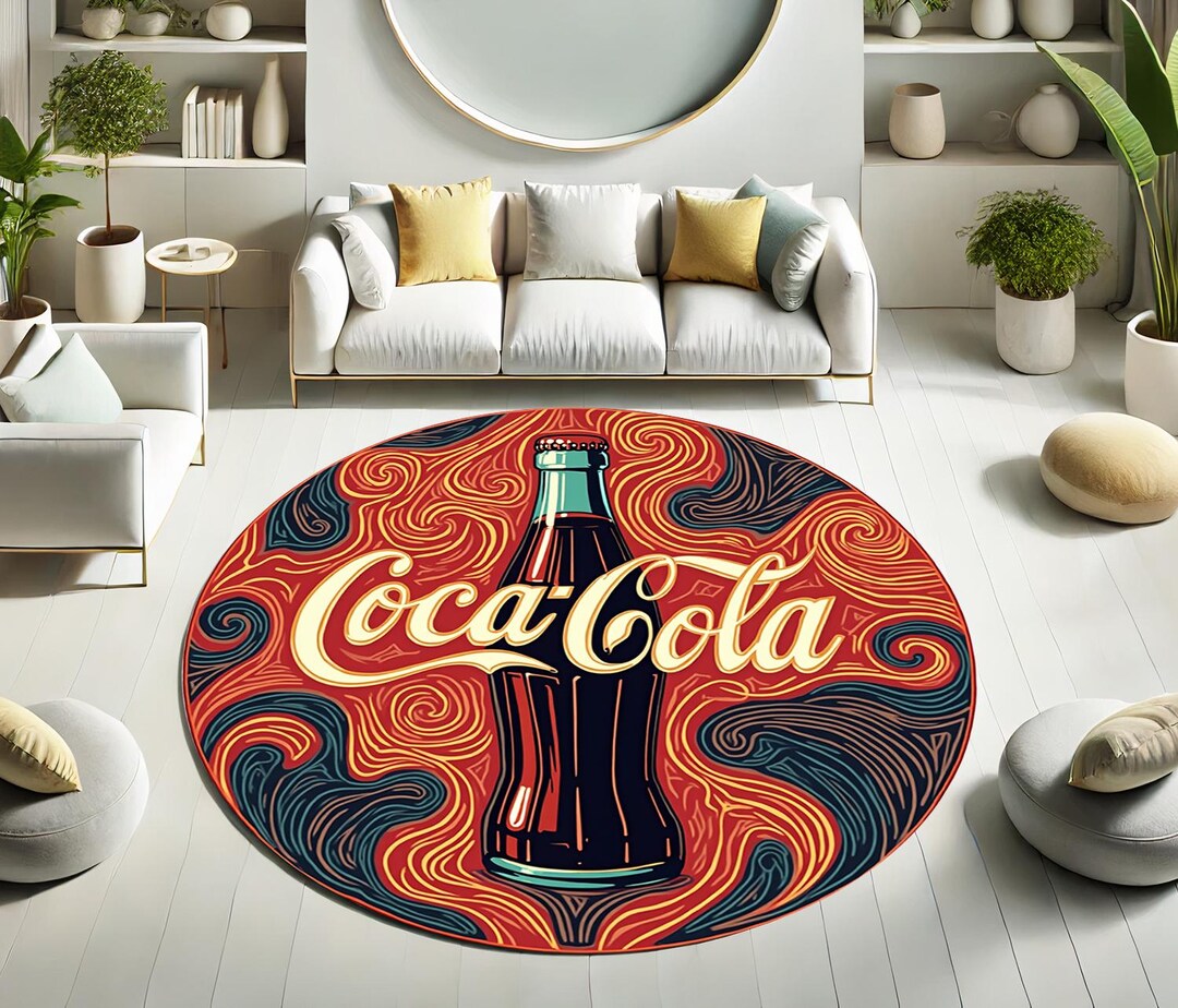 Round Rug, Coca Cola Rug, Coca Cola, Traditionel Pattern, Culturel Rug ...