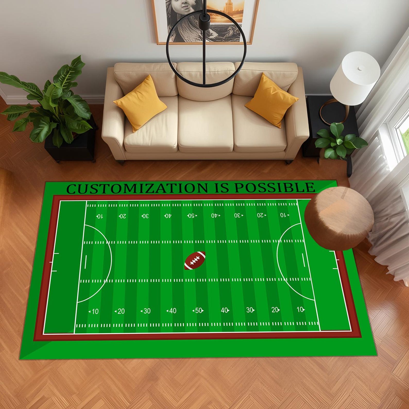 American Football Rug, Soccer Field Rug, Custom Team Logo Rug, Area Rug ...