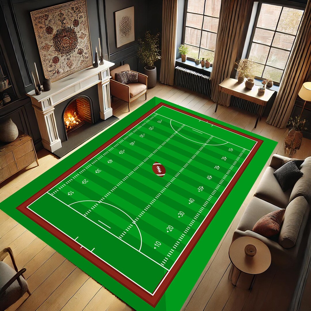 American Football Rug, Soccer Field Rug, Custom Team Logo Rug, Area Rug ...