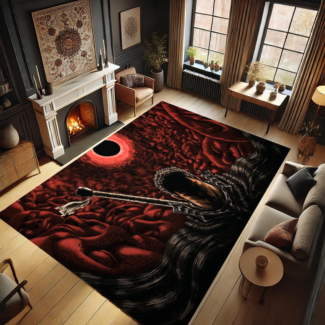 Hero Rug, Samurai Design Rug, Red Rug, Red Themed Rug, Non-slip Rug ...