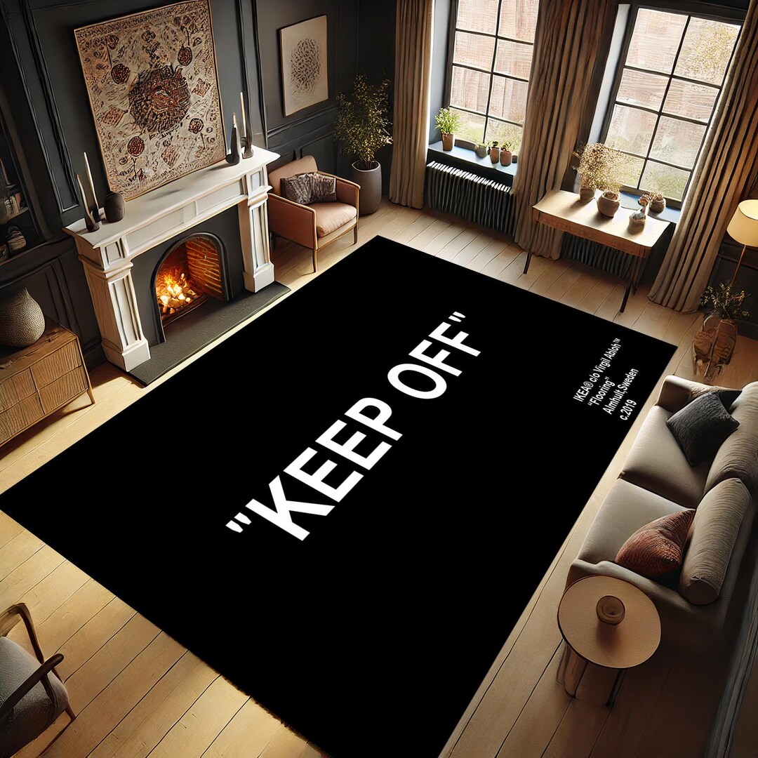 Keep off Rug - Black and White Modern Quote Carpet - Trendy Statement ...