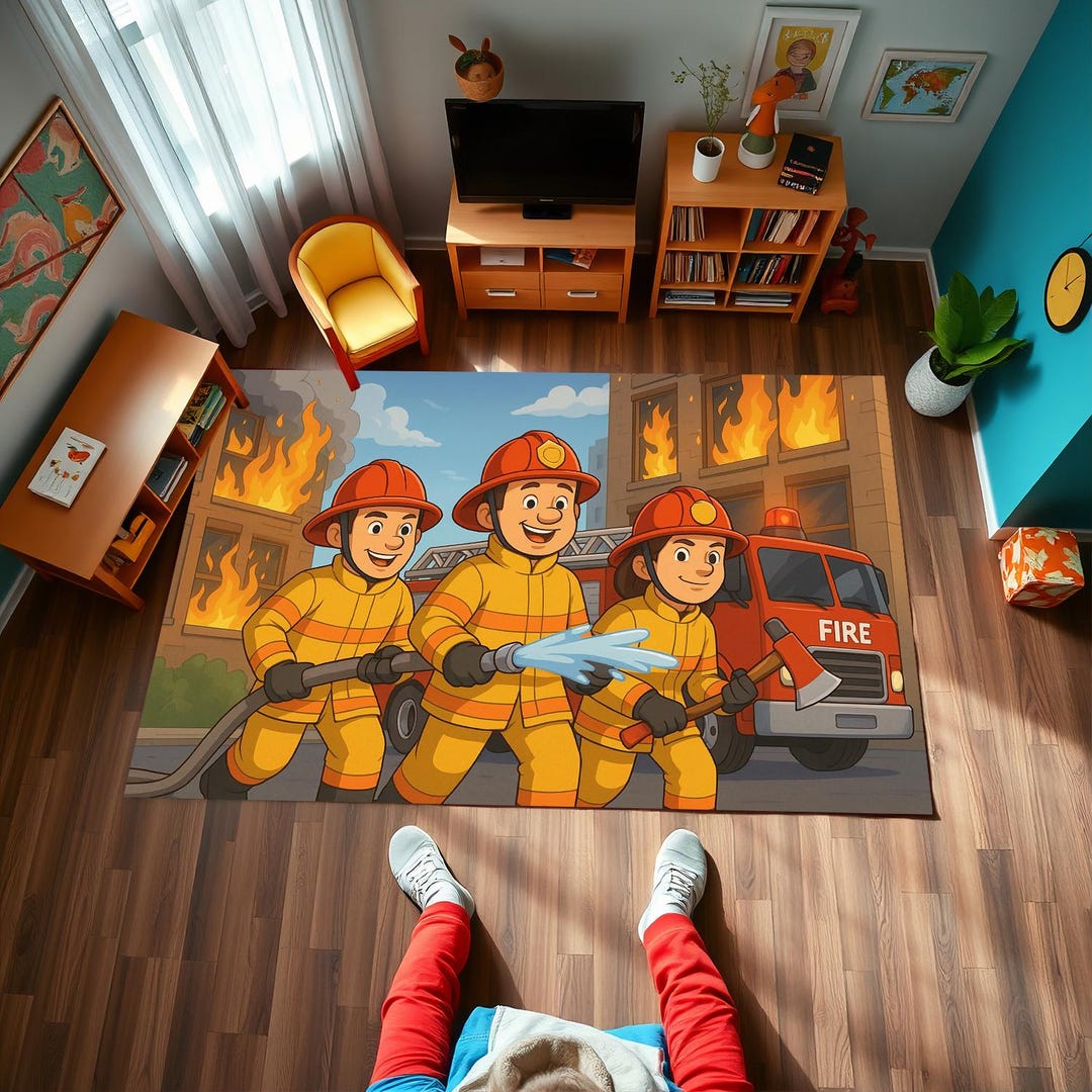 Fireman Rug, Fire-fighting Rug, Hero Rug, Gift, Cartoon Rug, Non-slip ...