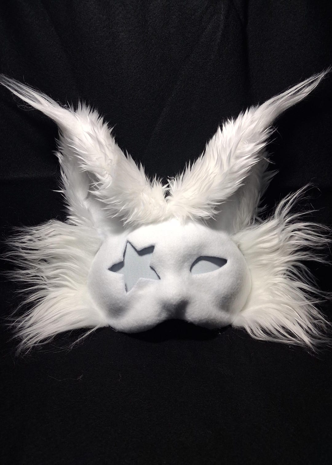 Star-eye White Cat Mask : Handmade Faux Fur Therian Mask Doup - Etsy