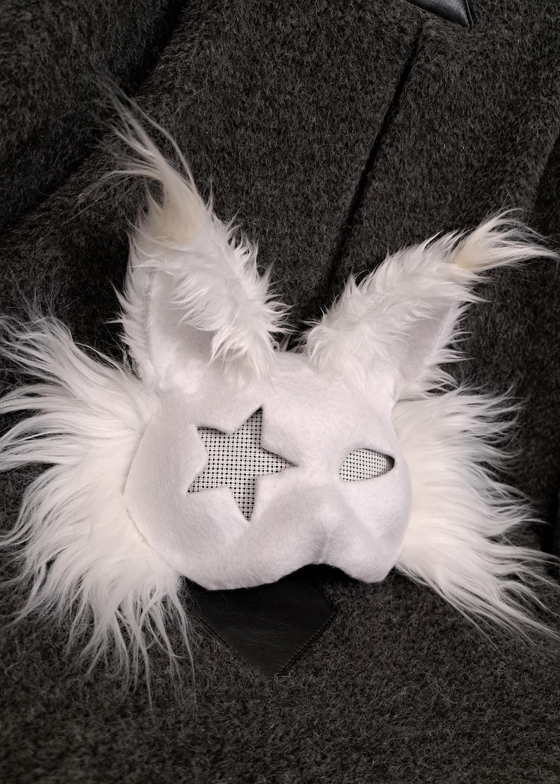 Unique Star-eyed White Cat Mask – Handmade Therian Feline Mask for ...
