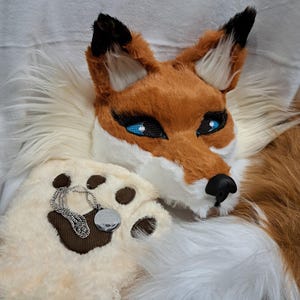 Therian Red Fox Mask Set - Handmade Furry Costume With Tail, Paws - Etsy