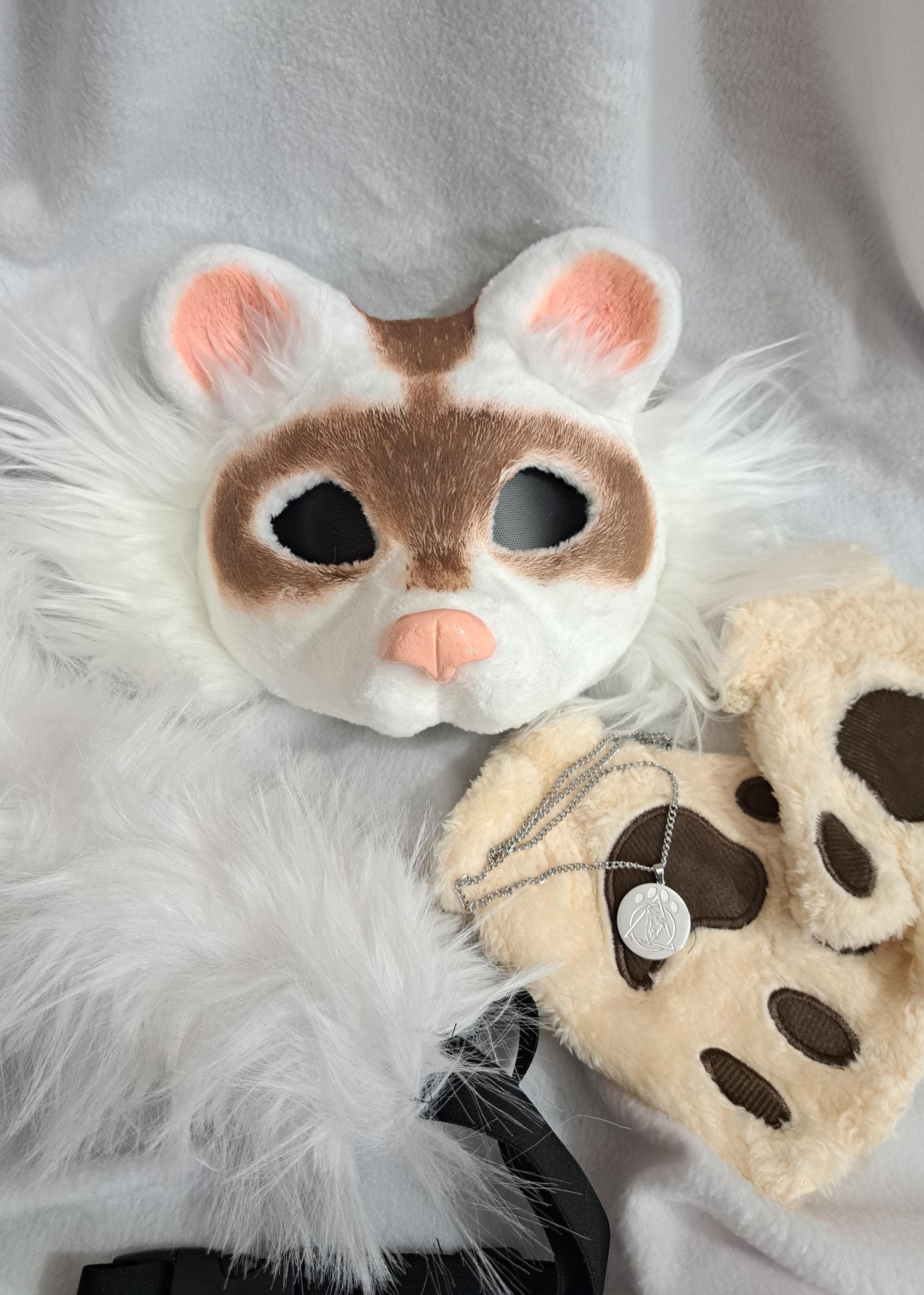 Therian Ferret Mask Set - Handmade Furry Costume With Tail, Paws, and ...