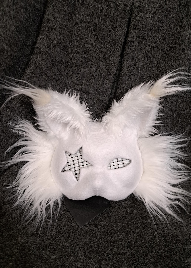 Unique Star-eyed White Cat Mask – Handmade Therian Feline Mask for ...