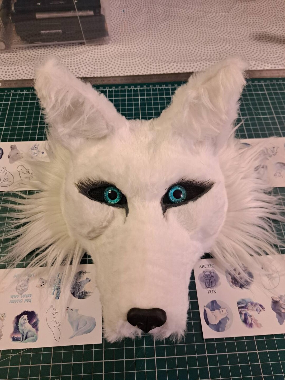 Handmade Therian Arctic Fox Mask – Realistic Furry Costume for Cosplay ...