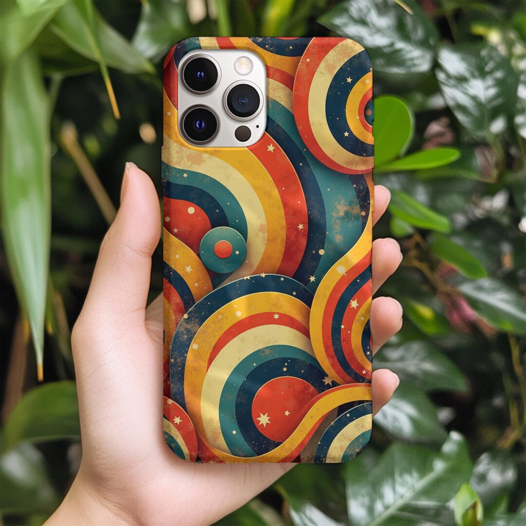 Retro Phone Case, Vibrant Colorful Cover, Bohemian Style Gift, Cute ...