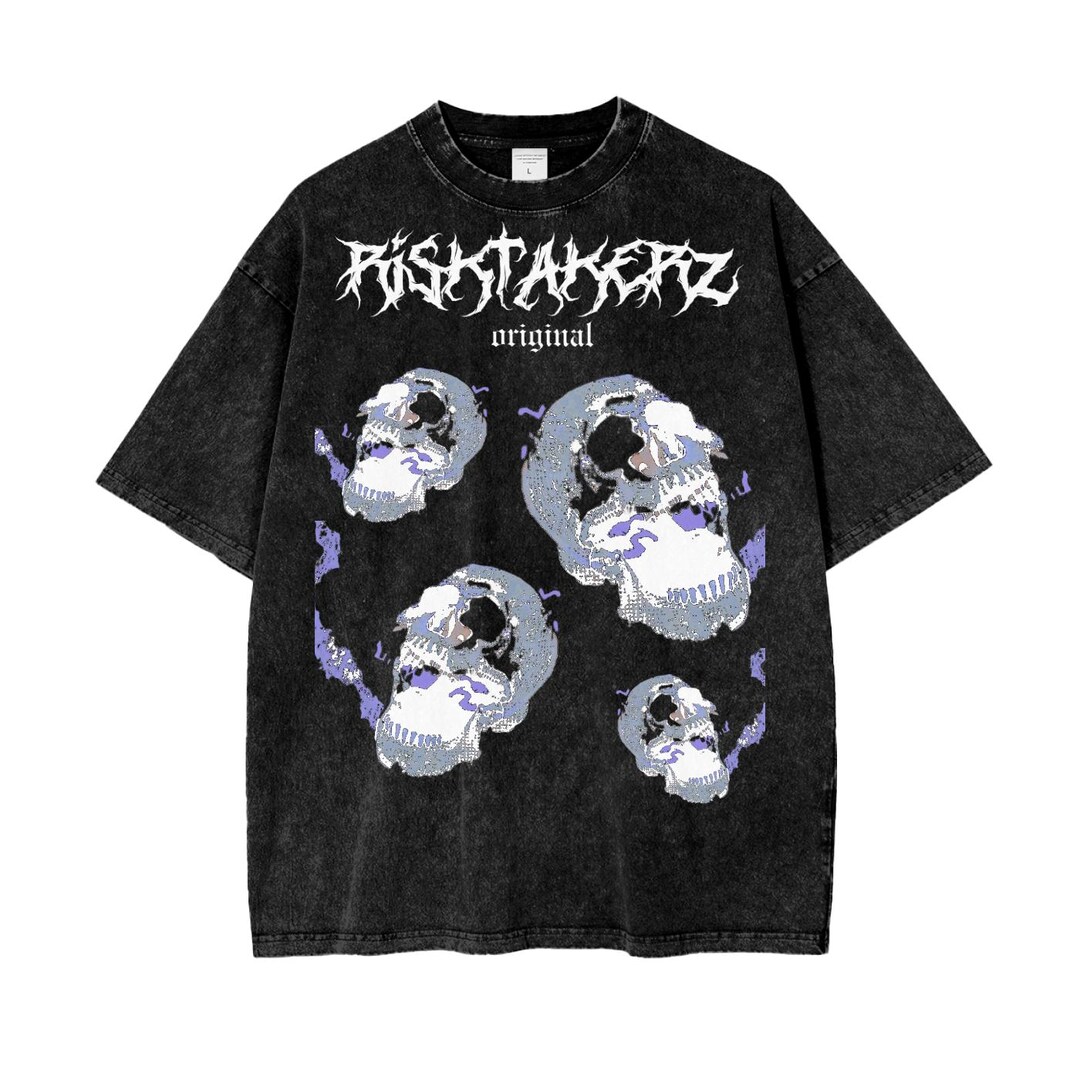 Risktakerz Original Purple Skulls Oversize Snow Washed T-shirt - Etsy