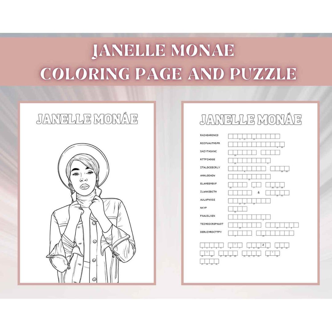 Janelle Monáe Coloring Page & Double Puzzle | Digital Printable ...