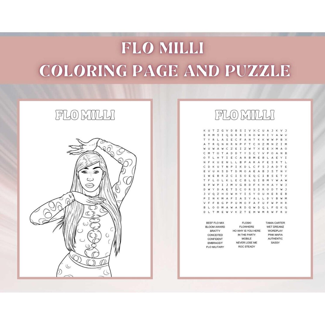 Flo Milli Coloring Page & Word Search Puzzle | Digital Printable ...