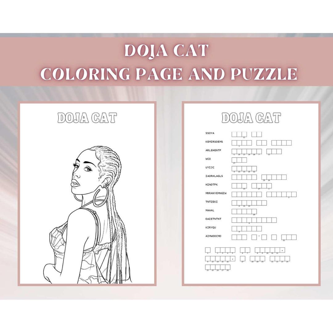 Doja Cat Coloring Page & Double Puzzle | Digital Printable Download Fun ...