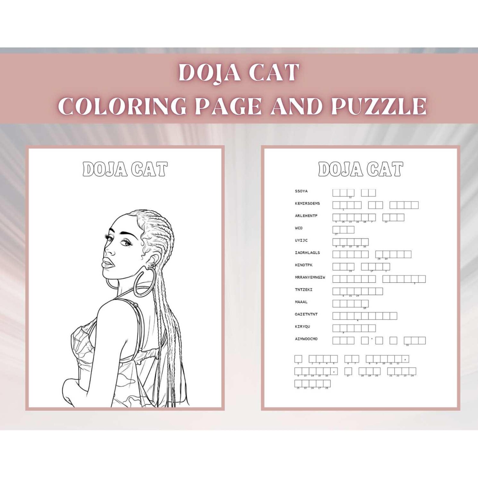 Doja Cat Coloring Page & Double Puzzle | Digital Printable Download Fun ...