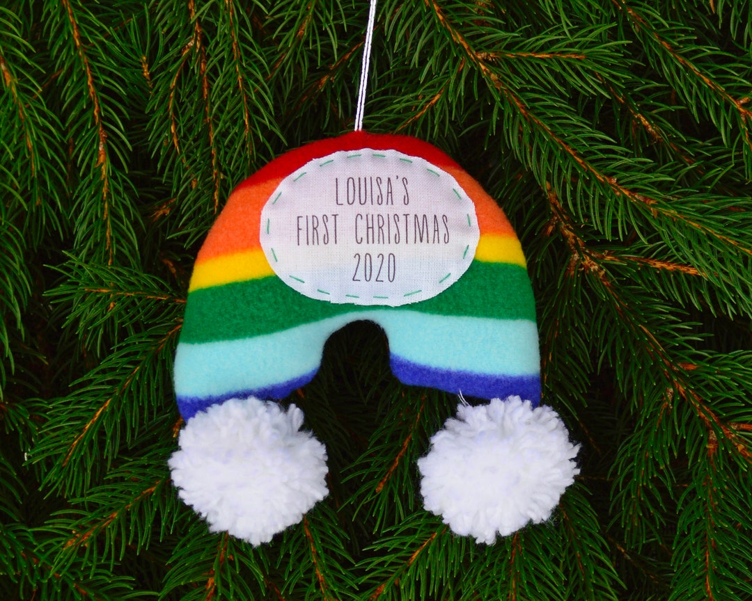 Personalized Rainbow Christmas Ornament Baby's First - Etsy