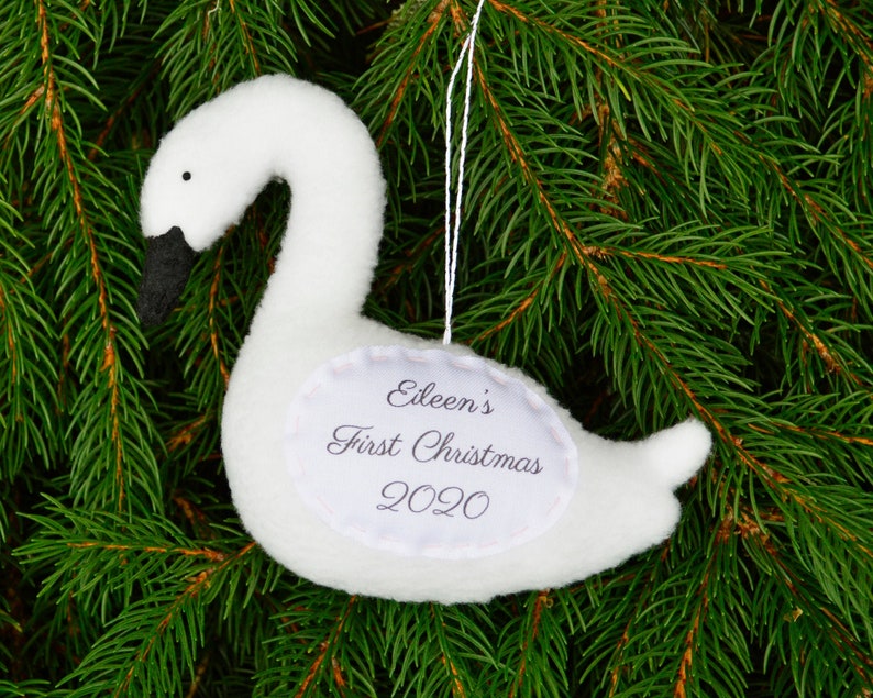 Swan Personalized Christmas OrnamentBaby's First | Etsy