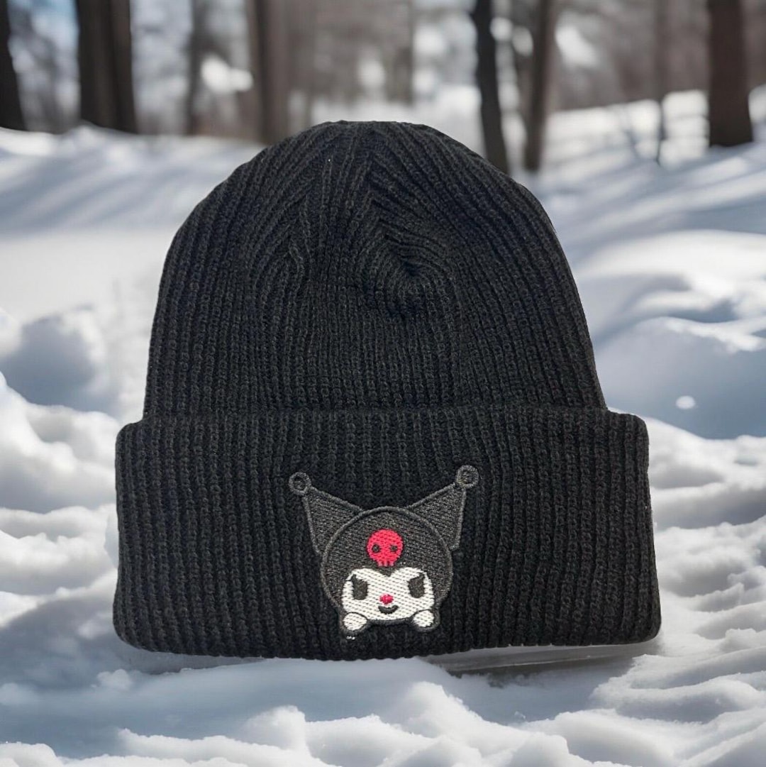 Kuromi Hello Kitty Beanie Embroidered Winter Hat Black - Etsy