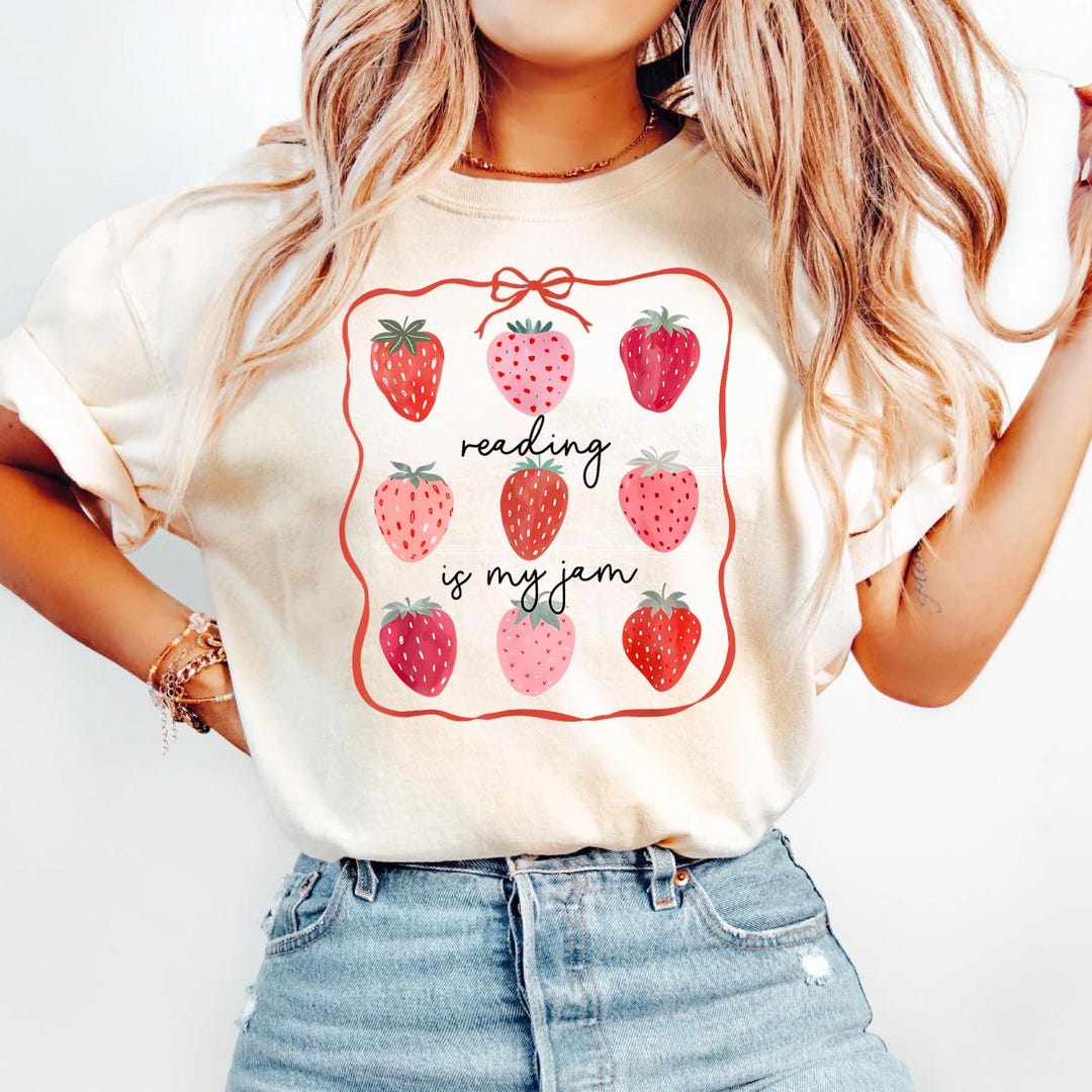 Reading is My Jam PNG, Cute Strawberry Reading Clipart, Teacher ...