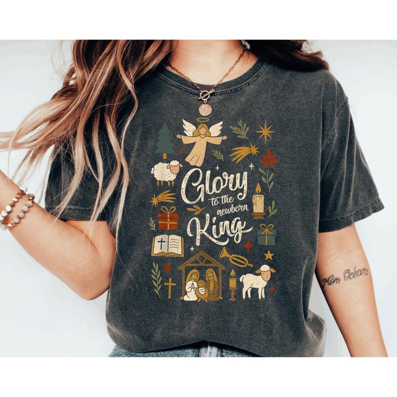 Glory to the Newborn King Png, Christian Christmas Png, Nativity Scene ...