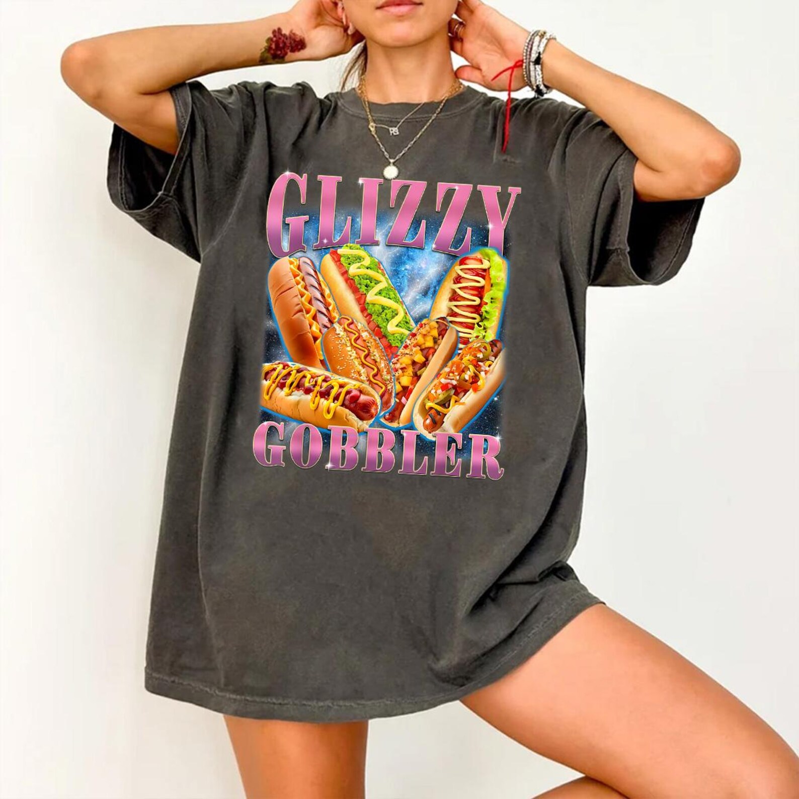 Glizzy Gobbler Hot Dog PNG, Funny Food Meme Sublimation, Space Background, Mustard Ketchup Joke ...