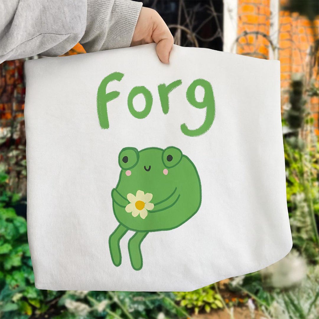 Cute Forg Frog PNG Holding Flower, Funny Kawaii Frog Art Clipart ...
