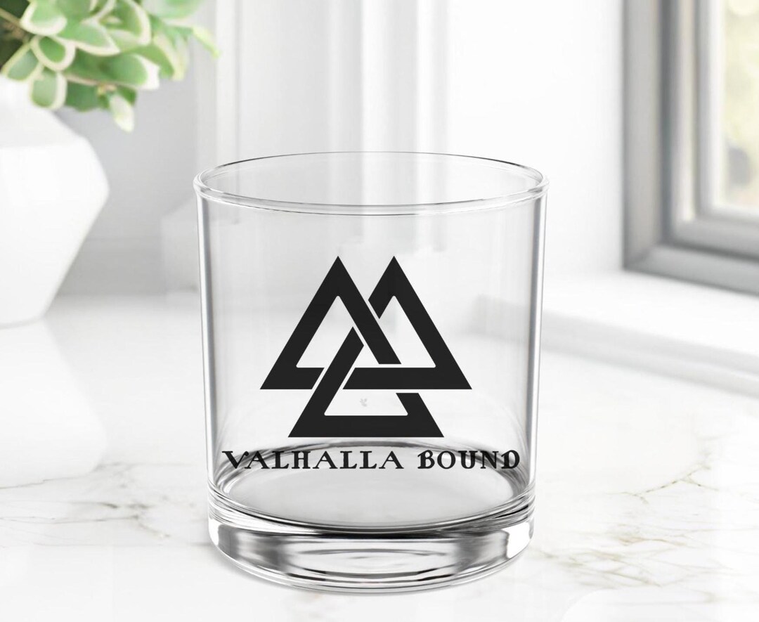 Valhalla Bound Viking Whiskey Glass – Norse Valknut Symbol Rocks Glass ...