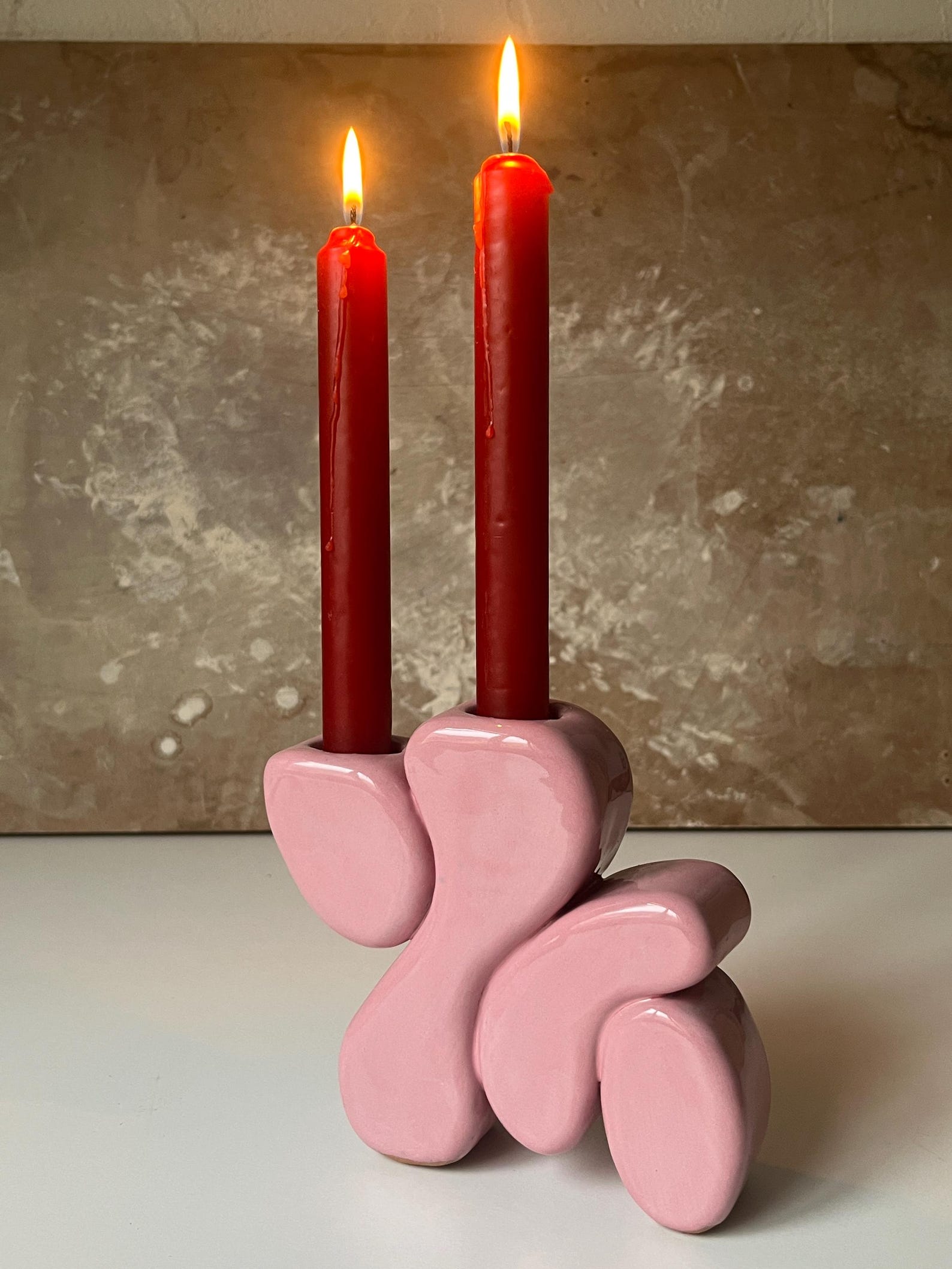 MADE TO ORDER, Pink Ceramic Candle Holder, Sculptural Candlestick ...
