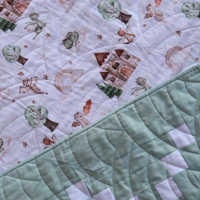 Mint Green and White Baby Quilt - Handmade Patchwork Blanket With ...