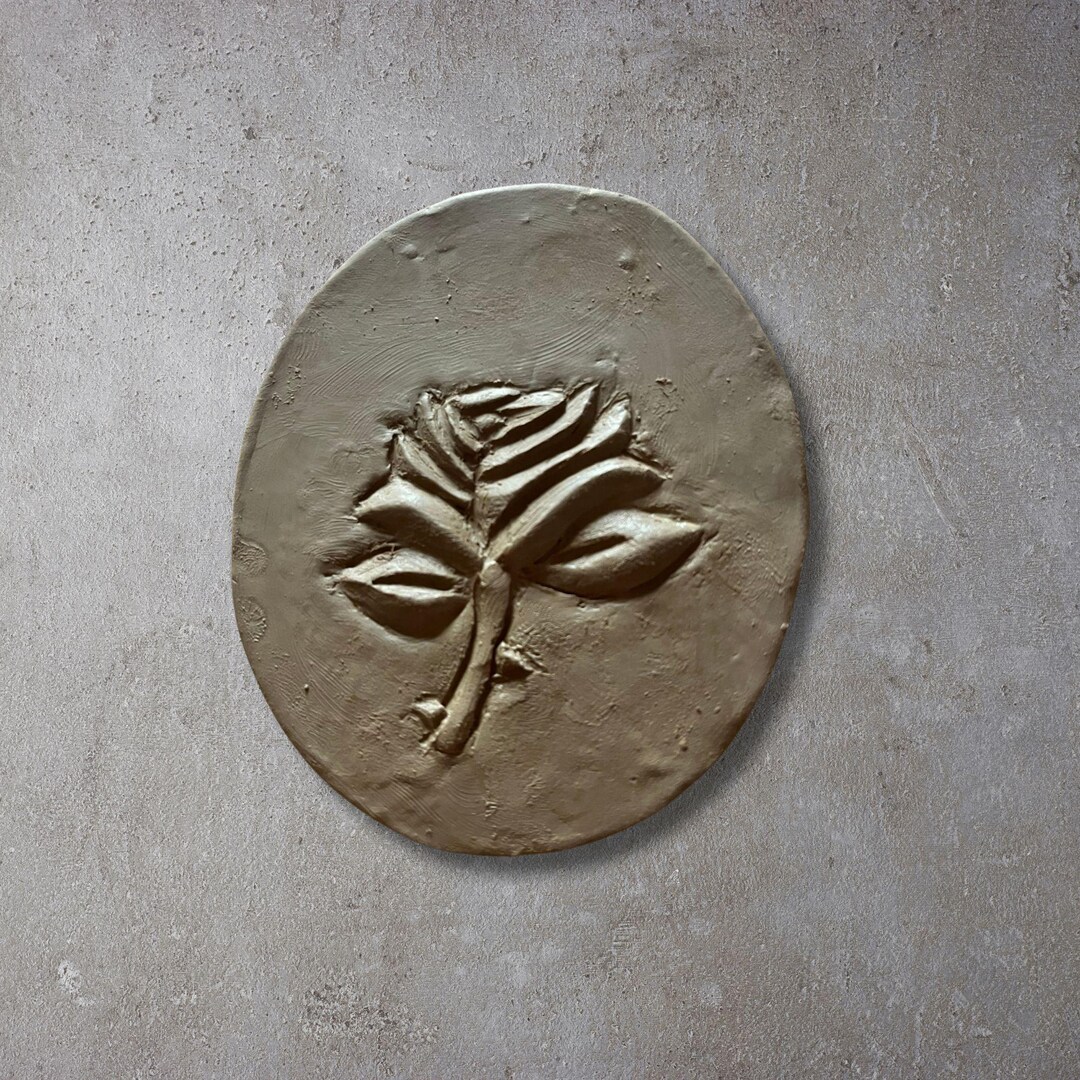 Handcrafted Rose Relief Sculpture – Elegant Clay Wall Art - Etsy