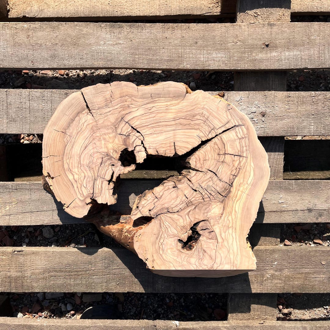 Live Edge Olive Wood Slab: Rustic DIY Project Piece (14x13x1.8") - Etsy
