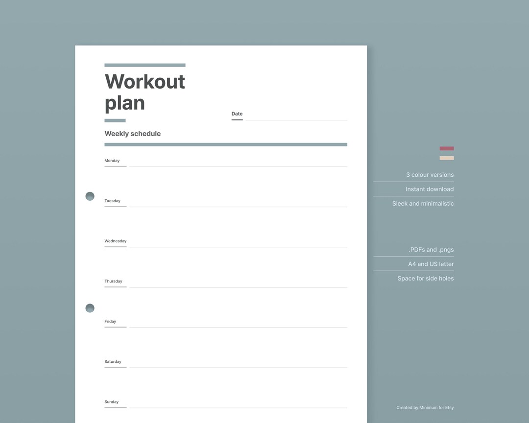 Weekly Workout Planner Printable, Exercise Planner, 7 Days Fitness ...