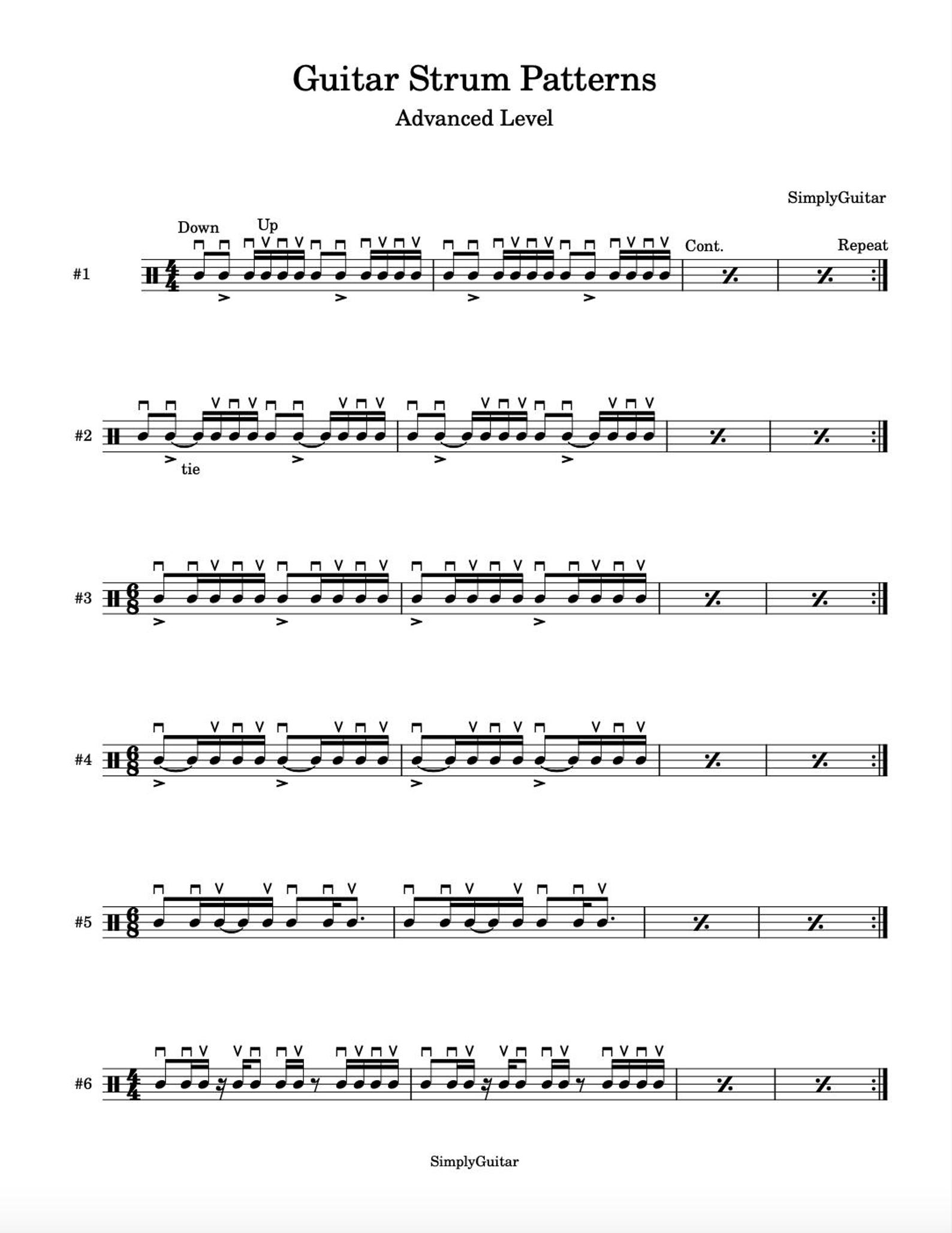 Guitar Strum Patterns for Advanced Level - Etsy