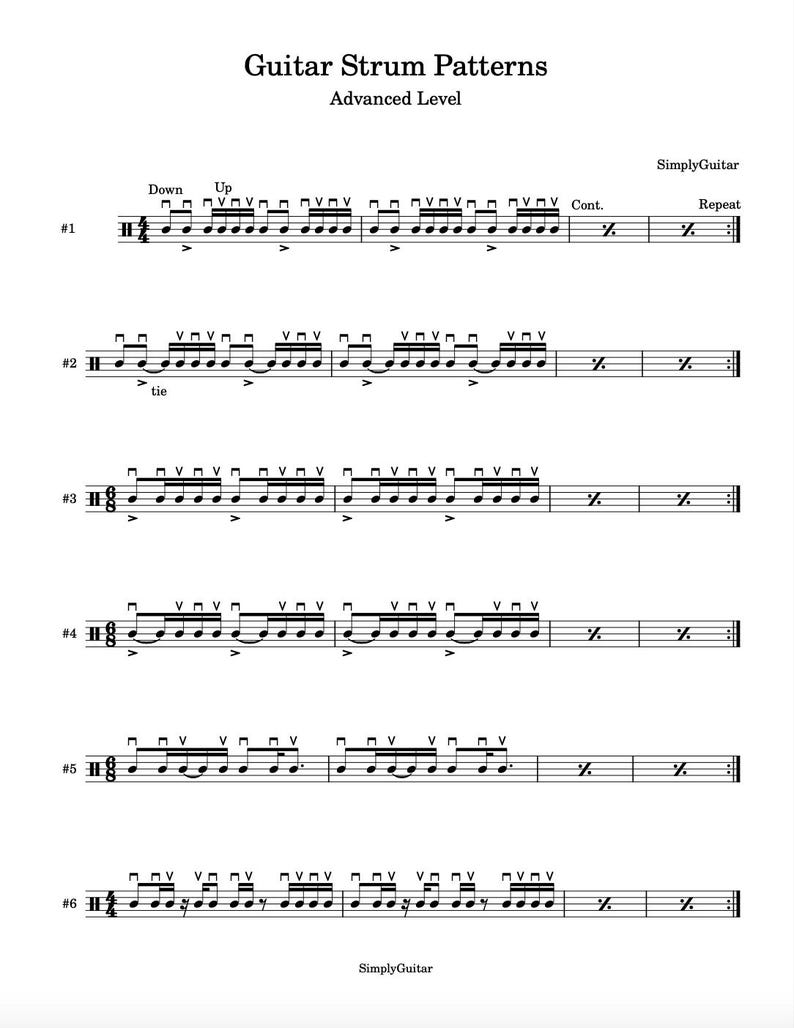 Guitar Strum Patterns for Advanced Level - Etsy